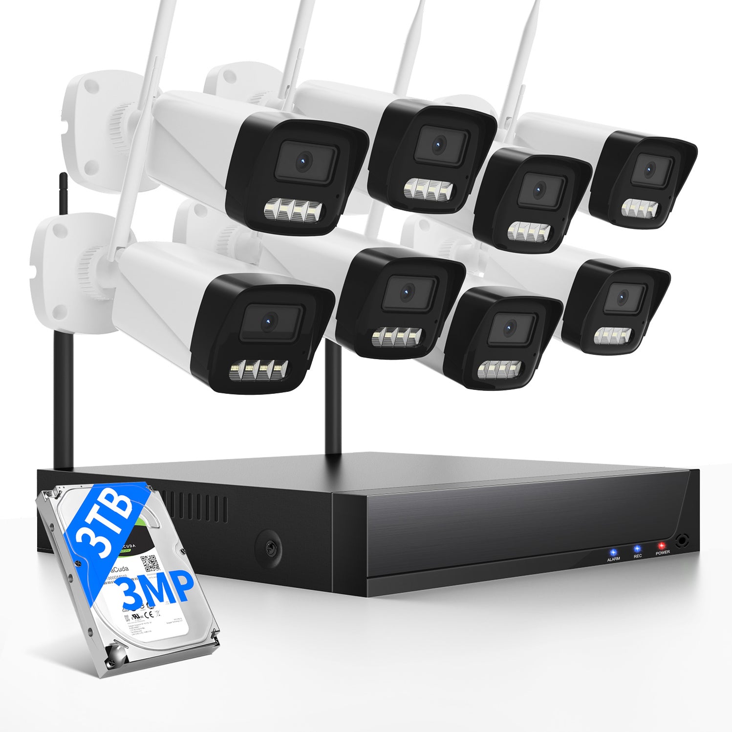 Wireless Security Camera System, 10CH with 8 3MP Cameras, 3TB HDD (Cop ...